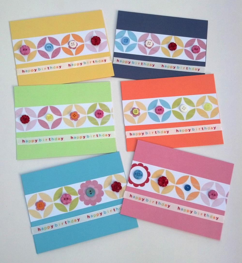 Handmade Birthday Geometric Button Greeting Cards With Envelopes on Luulla